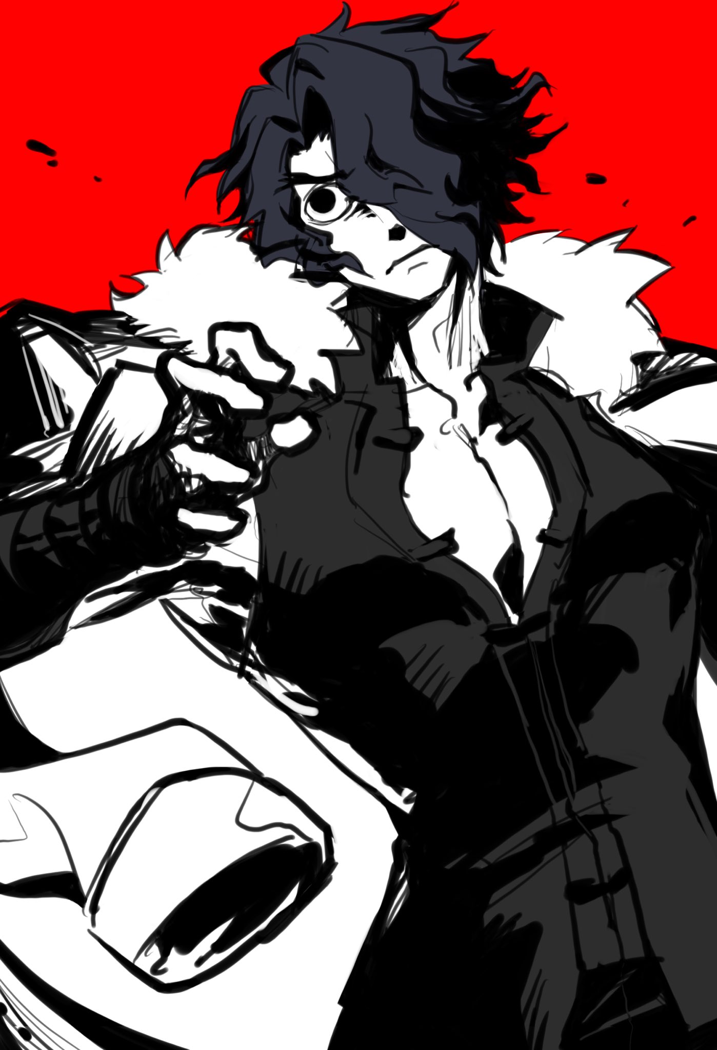 The Big ImageBoard (TBIB) - 1boy black eyes black hair chinese clothes coat coat on shoulders ...