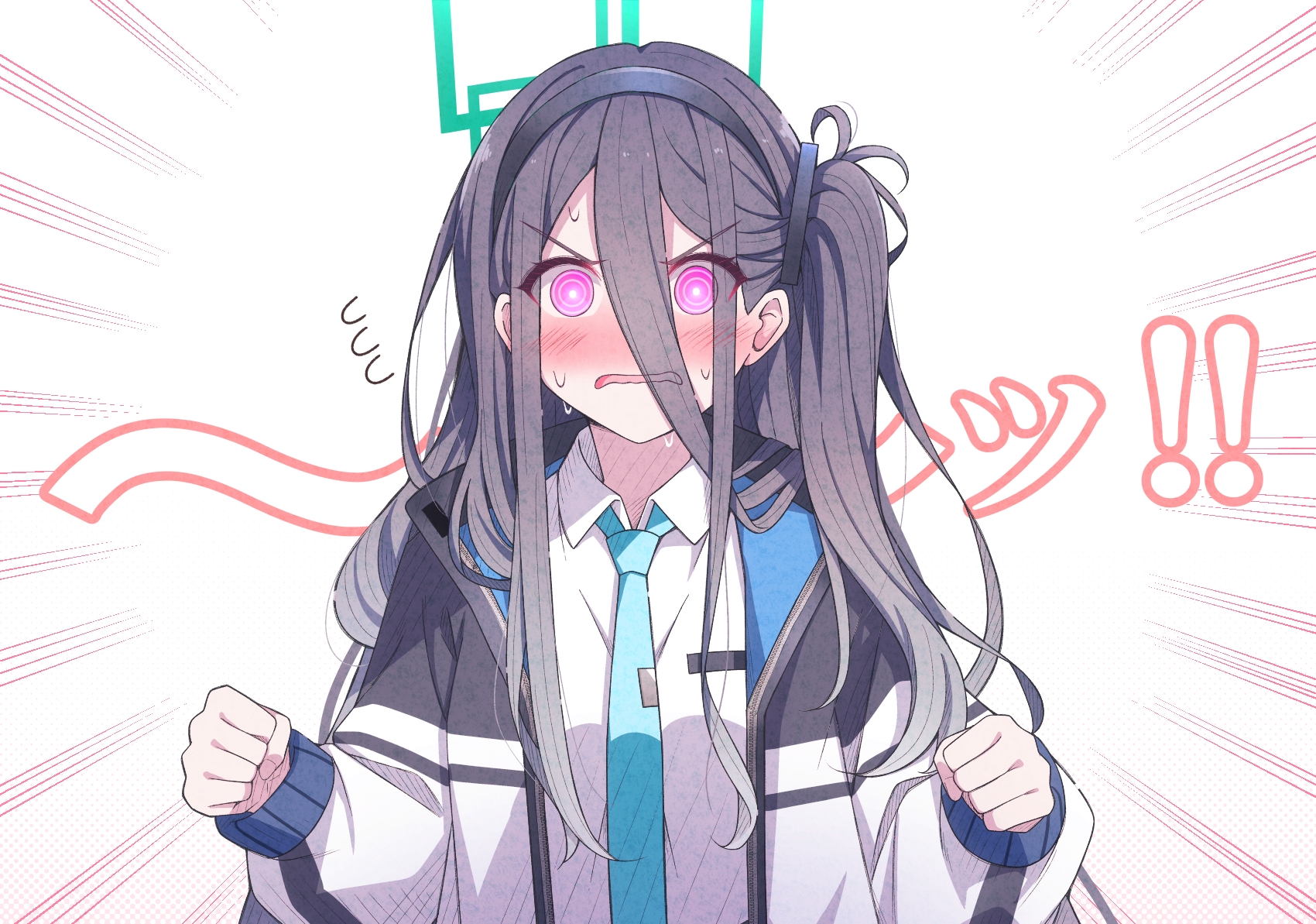 The Big ImageBoard (TBIB) - 1girl absurdly long hair aqua halo black hair black hairband blue ...