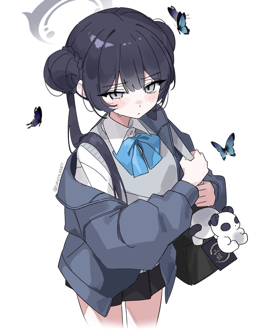The Big ImageBoard (TBIB) - 1girl alternate costume black hair black skirt blue archive blue bow ...