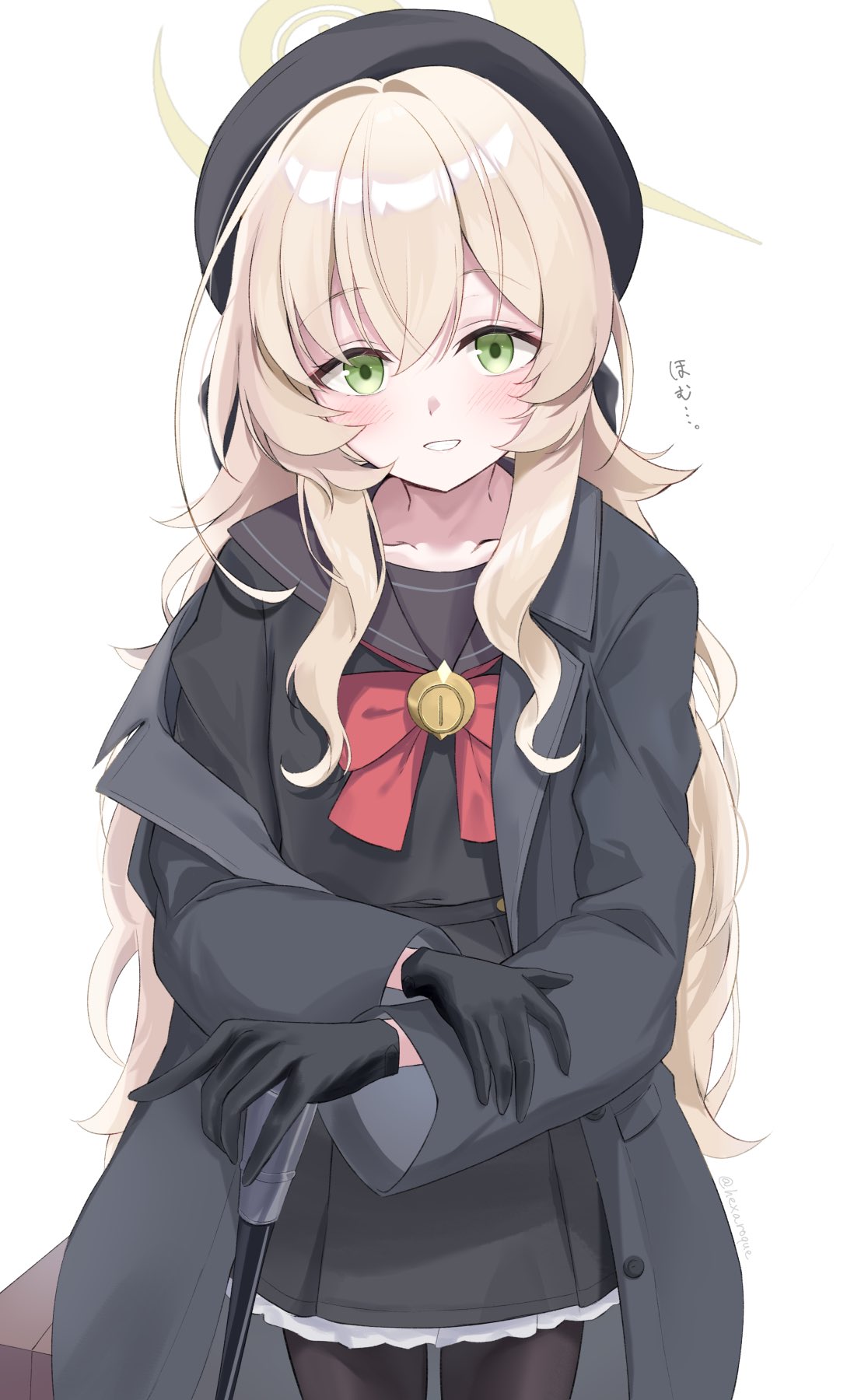 The Big ImageBoard (TBIB) - 1girl beret black coat black gloves black hat black pantyhose black ...