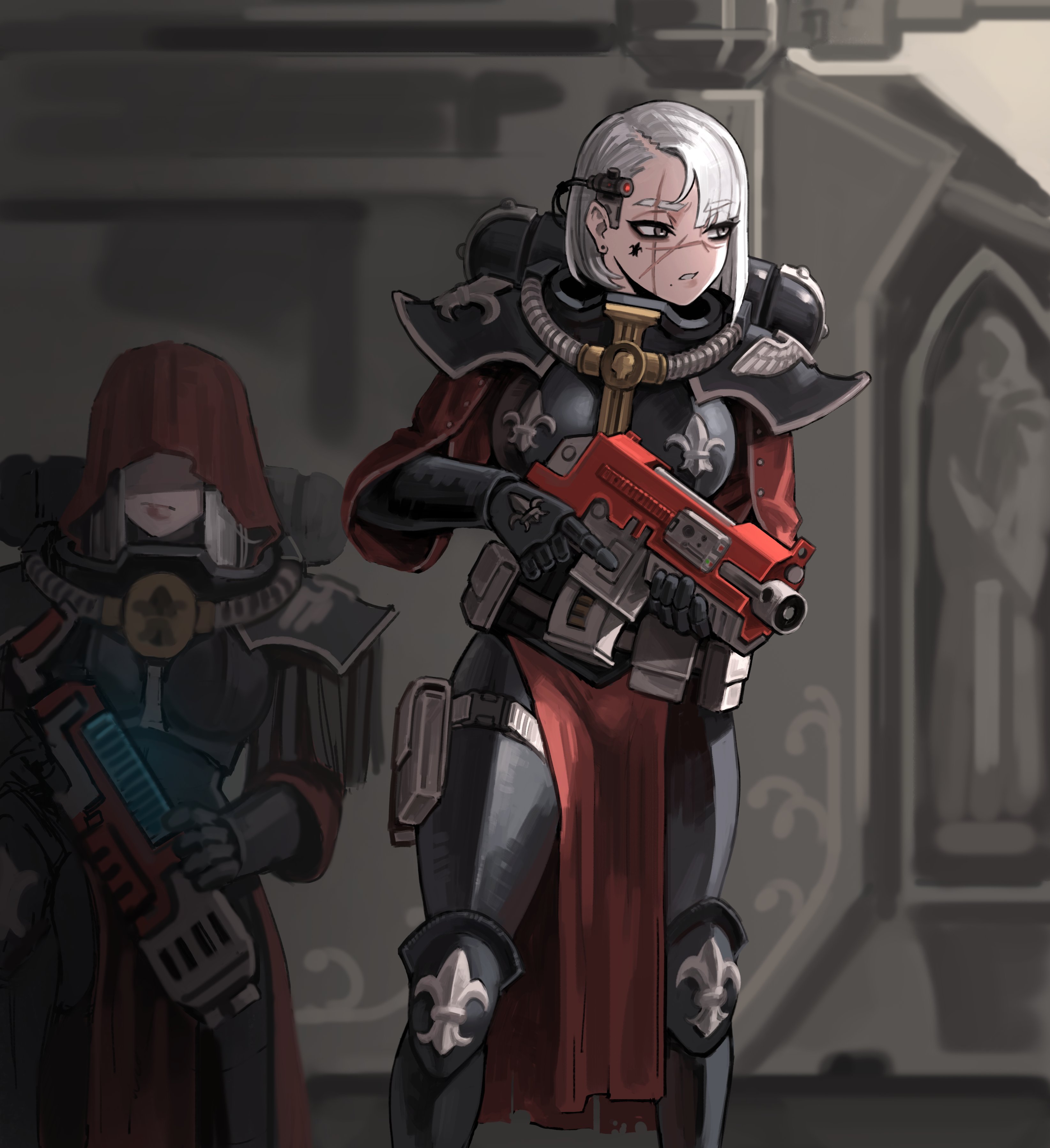 The Big ImageBoard (TBIB) - absurdres adepta sororitas armor bolter fleur-de-lis gauntlets gun ...