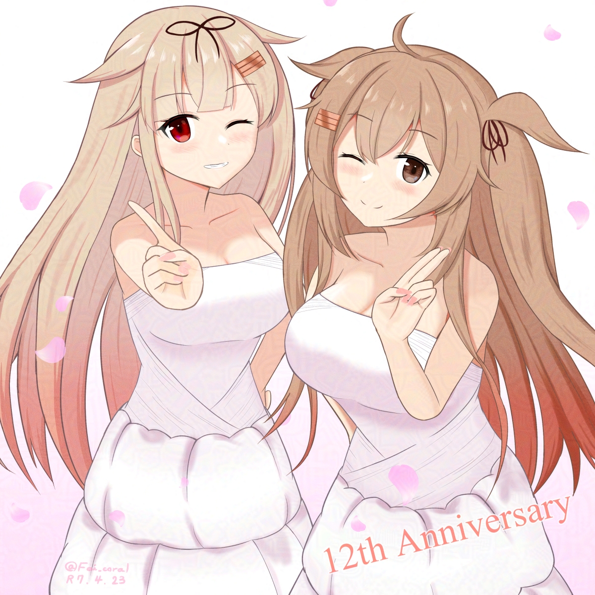 The Big ImageBoard (TBIB) - 2girls alternate costume anniversary blonde hair breasts brown eyes ...