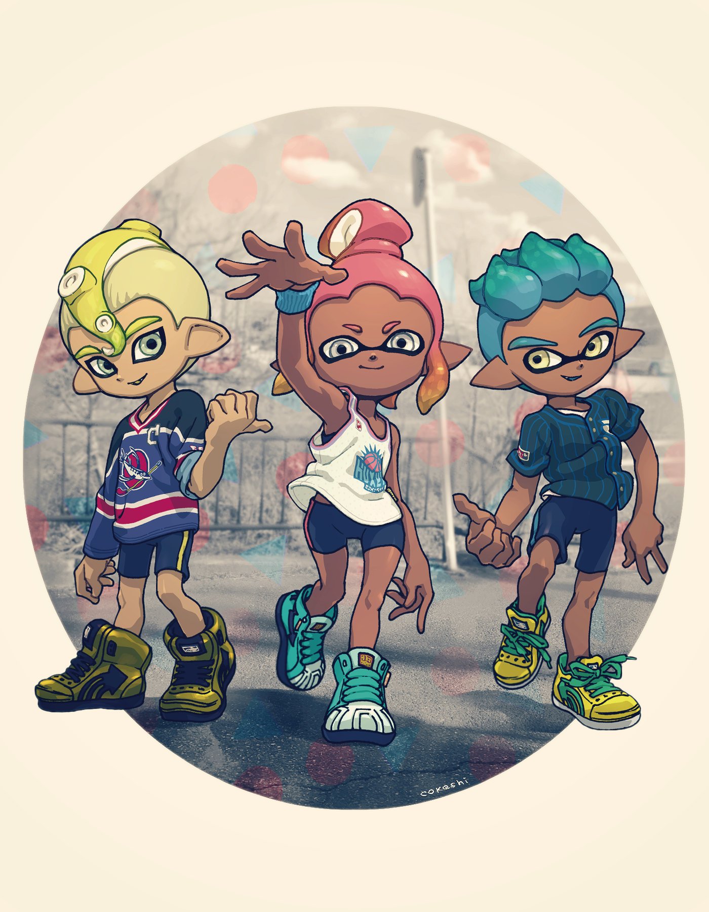 The Big ImageBoard (TBIB) - 1girl 2boys arm at side arm up baseball ...