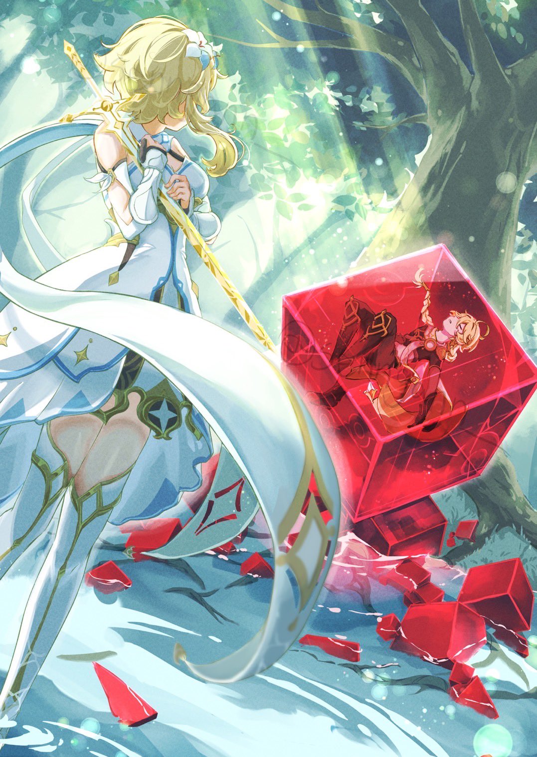 The Big ImageBoard (TBIB) - 1boy 1girl aether (genshin impact) ahoge ...