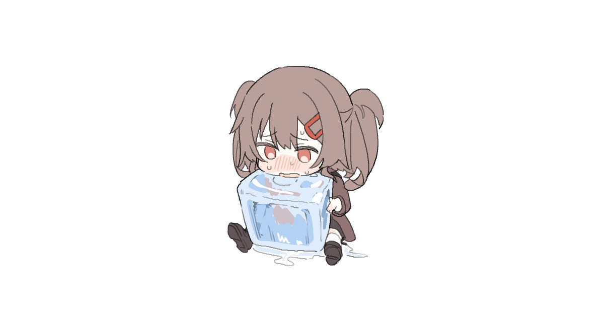 The Big ImageBoard (TBIB) - 1girl blush brown hair chibi full body ice ...