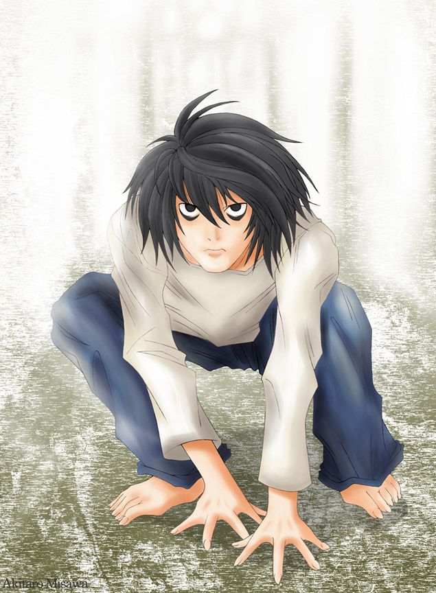 The Big ImageBoard (TBIB) - black eyes black hair death note frown l l ...