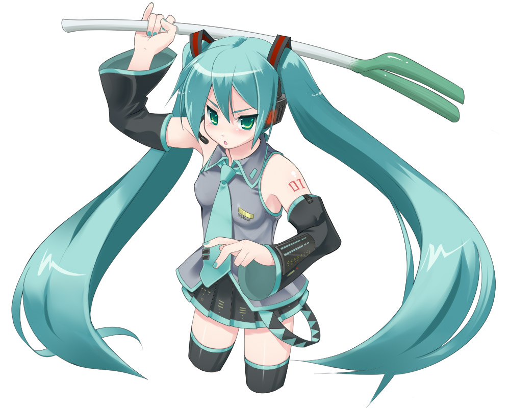 The Big ImageBoard (TBIB) - 1girl :o amasa mitsunaru aqua hair arm up black skirt cropped legs ...