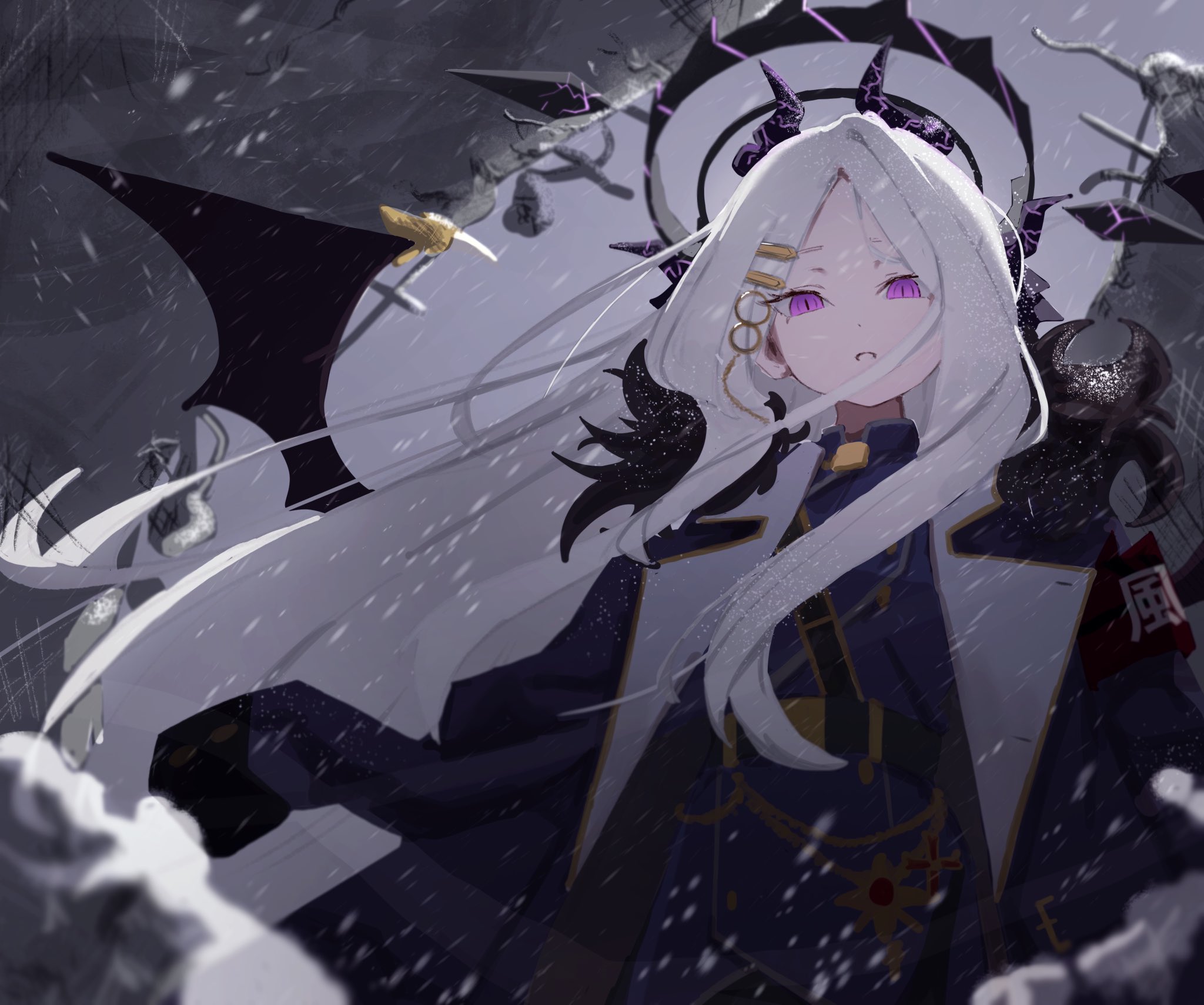 The Big ImageBoard (TBIB) - 1girl ahoge armband black coat black halo ...