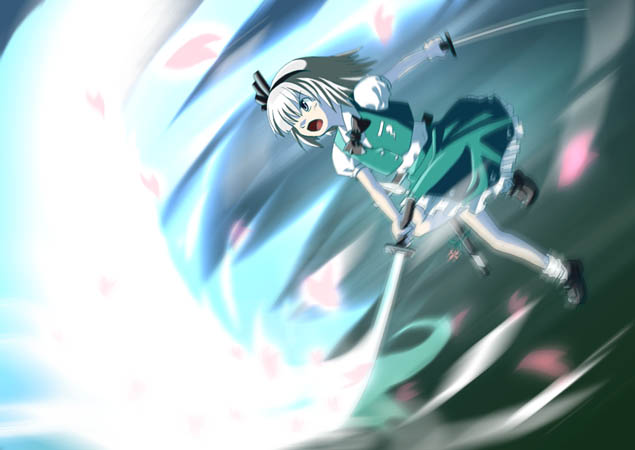 The Big ImageBoard (TBIB) - 1girl attack flower grey hair hair over one ...