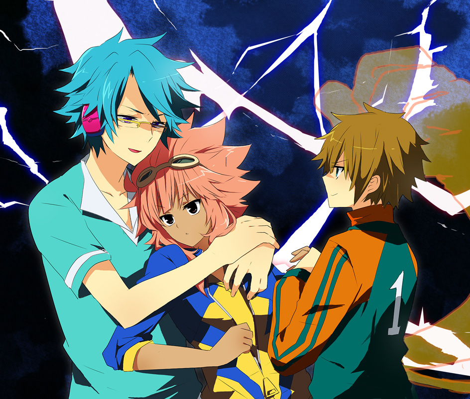 The Big ImageBoard (TBIB) - 3boys blue hair brown hair glasses ...