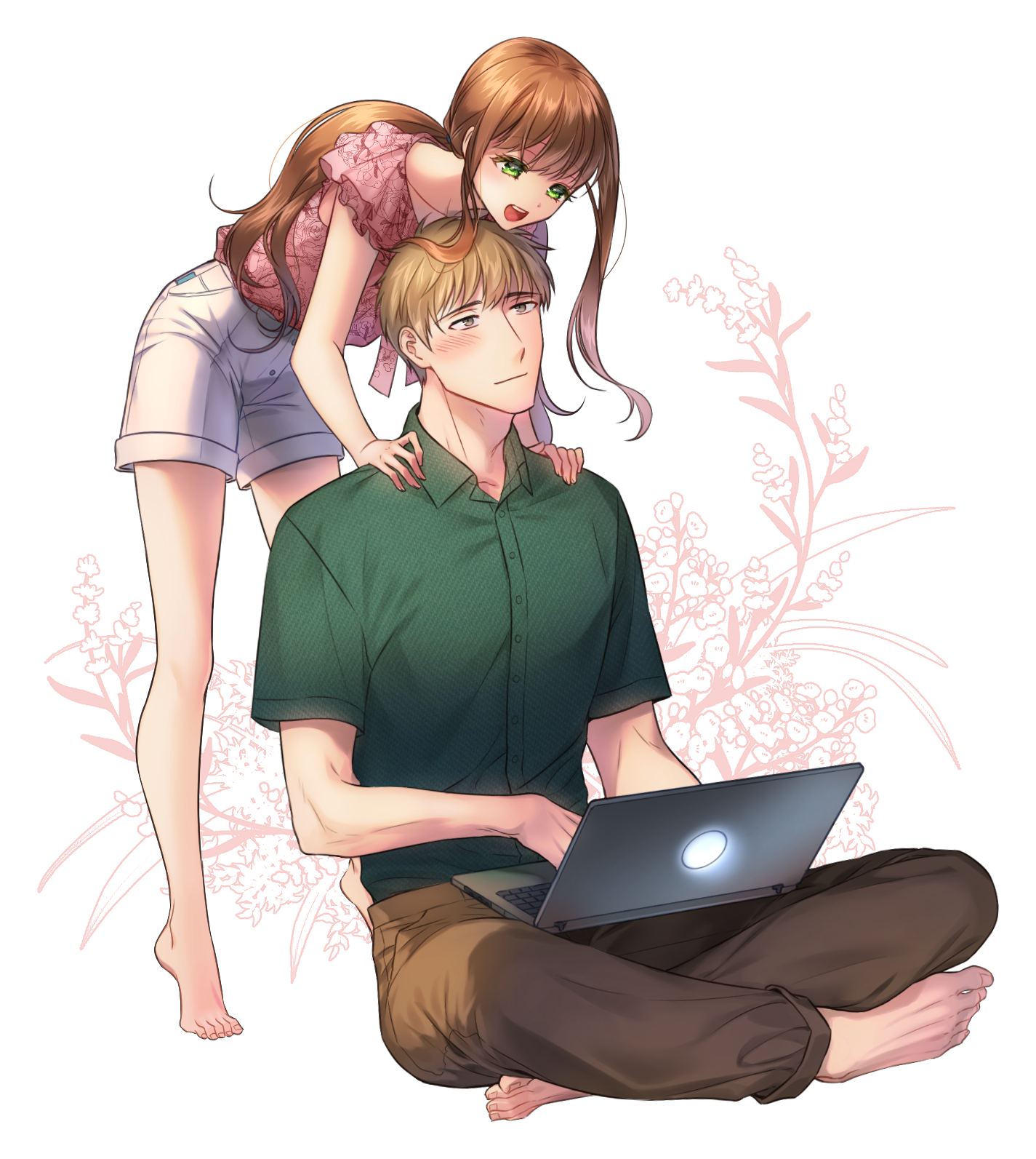 The Big Imageboard Tbib 1girl D Barefoot Blush Brown Eyes Brown