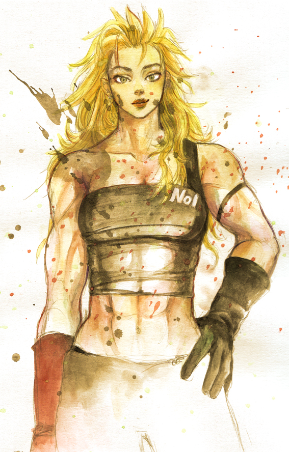 The Big Imageboard Tbib Abs Blonde Hair Dorohedoro Gloves Lips Long