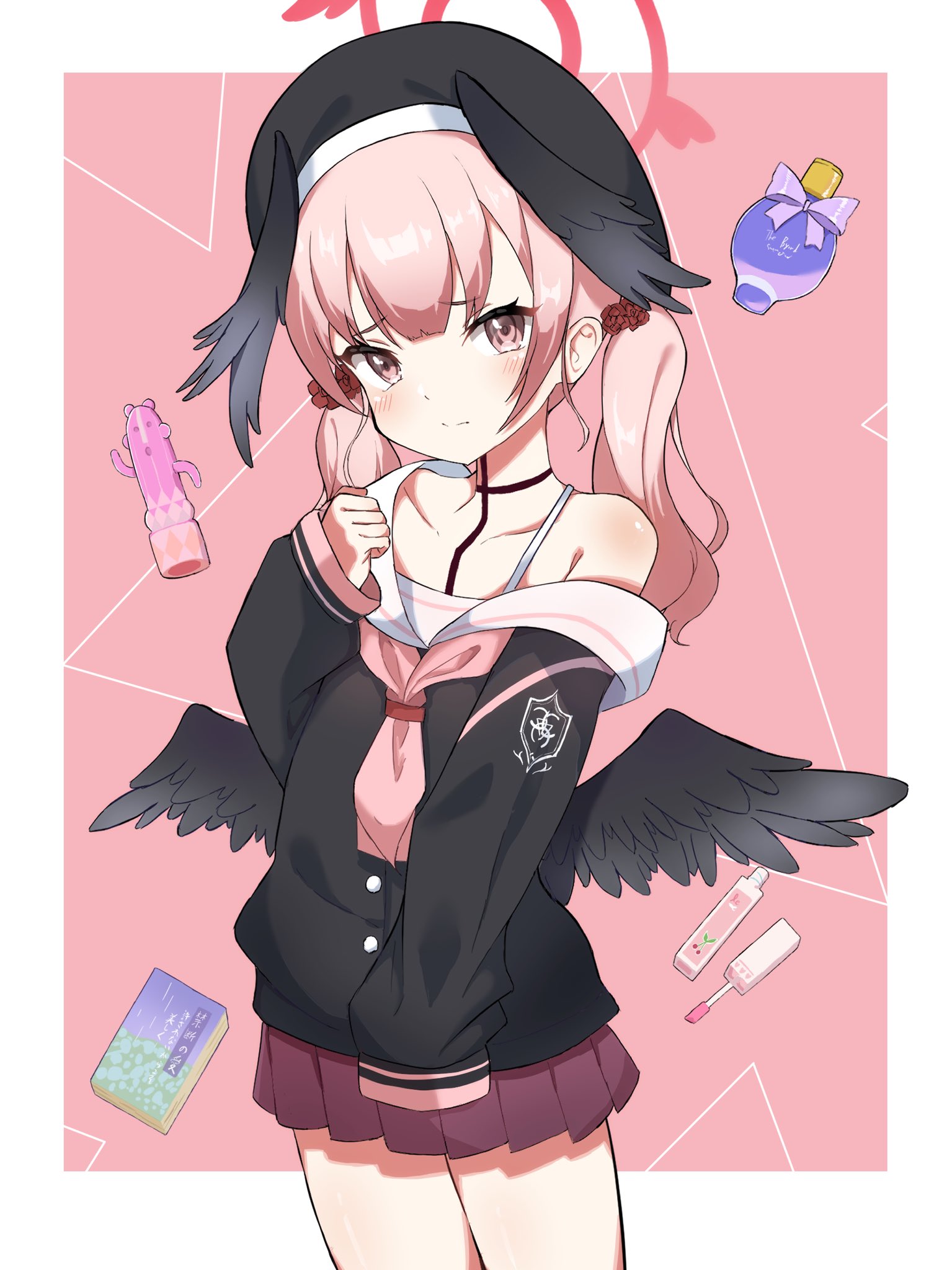 The Big ImageBoard (TBIB) - 1girl 2week2weak beret black hat black shirt black wings blue ...