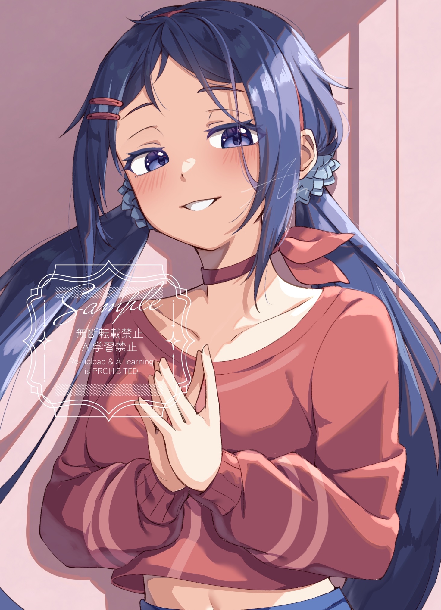 The Big ImageBoard (TBIB) - 1girl blue eyes blue hair blue skirt crazy mita (miside) fingernails ...