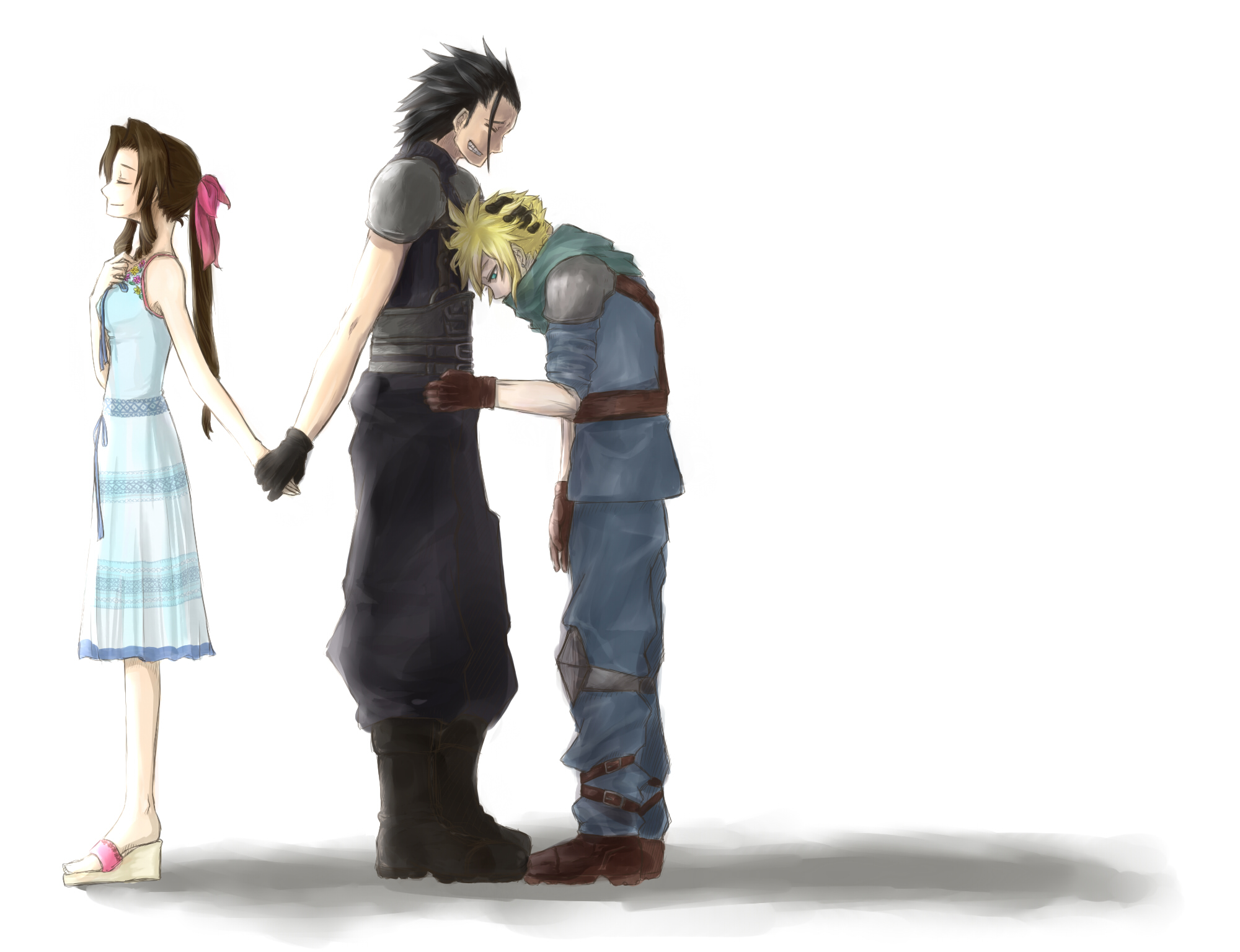 The Big ImageBoard (TBIB) - 1girl 2boys aerith gainsborough black hair blonde hair blue eyes ...
