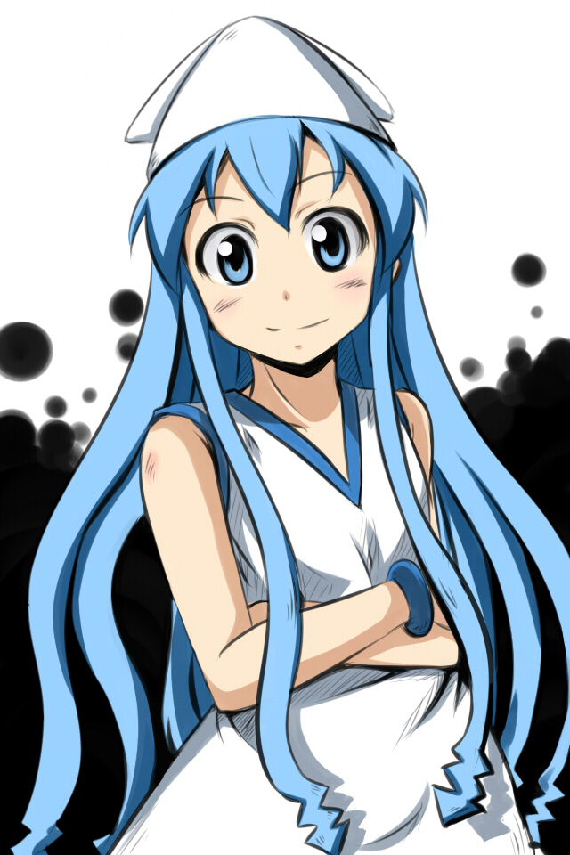 The Big ImageBoard (TBIB) - 1girl blue eyes blue hair commentary request crossed arms dress hat ...