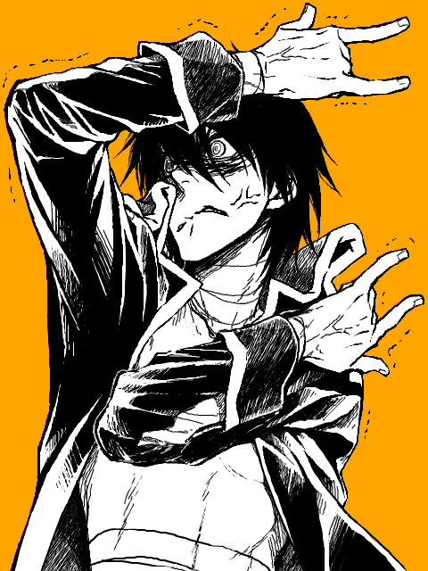 The Big ImageBoard (TBIB) - 1boy \m/ anger vein bandages coat garlock ...