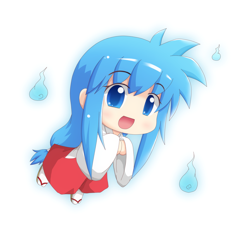 The Big ImageBoard (TBIB) - 1girl blue eyes blue hair chibi commentary ...