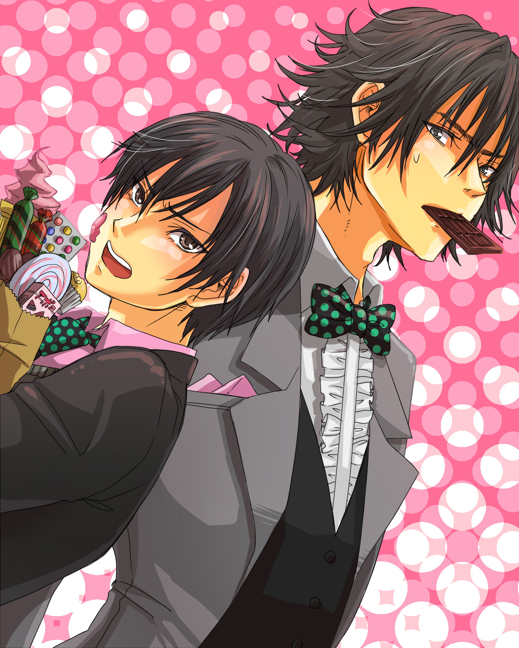 The Big ImageBoard (TBIB) - 2boys black hair blue eyes bow bow tie ...