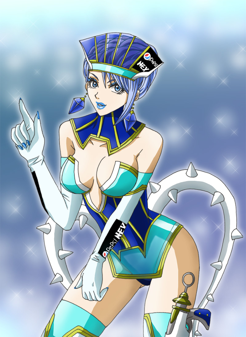 The Big Imageboard Tbib 1girl Artist Request Bare Shoulders Blue Eyes Blue Hair Blue Nails