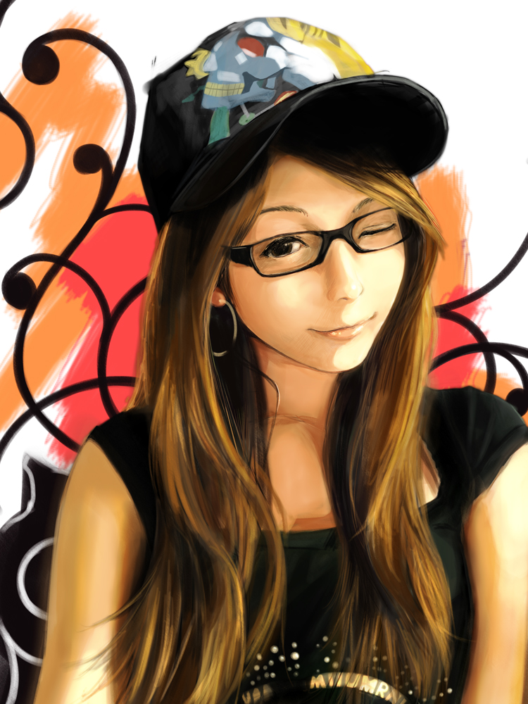 The Big Imageboard Tbib Brown Eyes Brown Hair Cute Hat Lips Megane