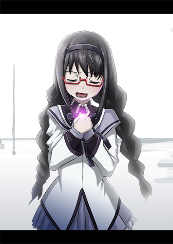 The Big Imageboard Tbib Akemi Homura Bespectacled Black Hair Braid