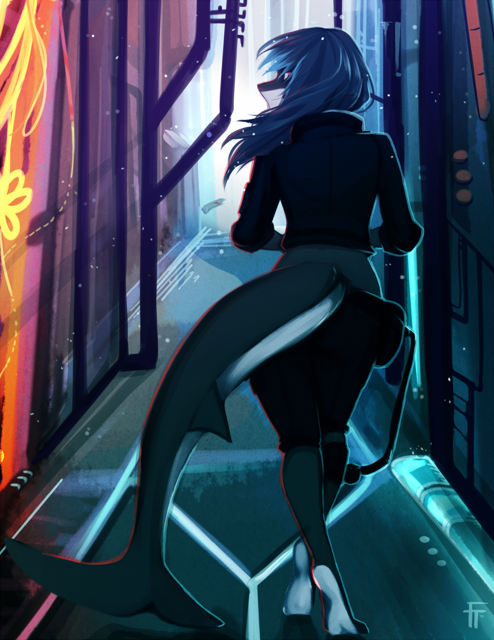 The Big ImageBoard (TBIB) - 2019 anthro barefoot biped blue hair butt butt pose clothed clothing ...