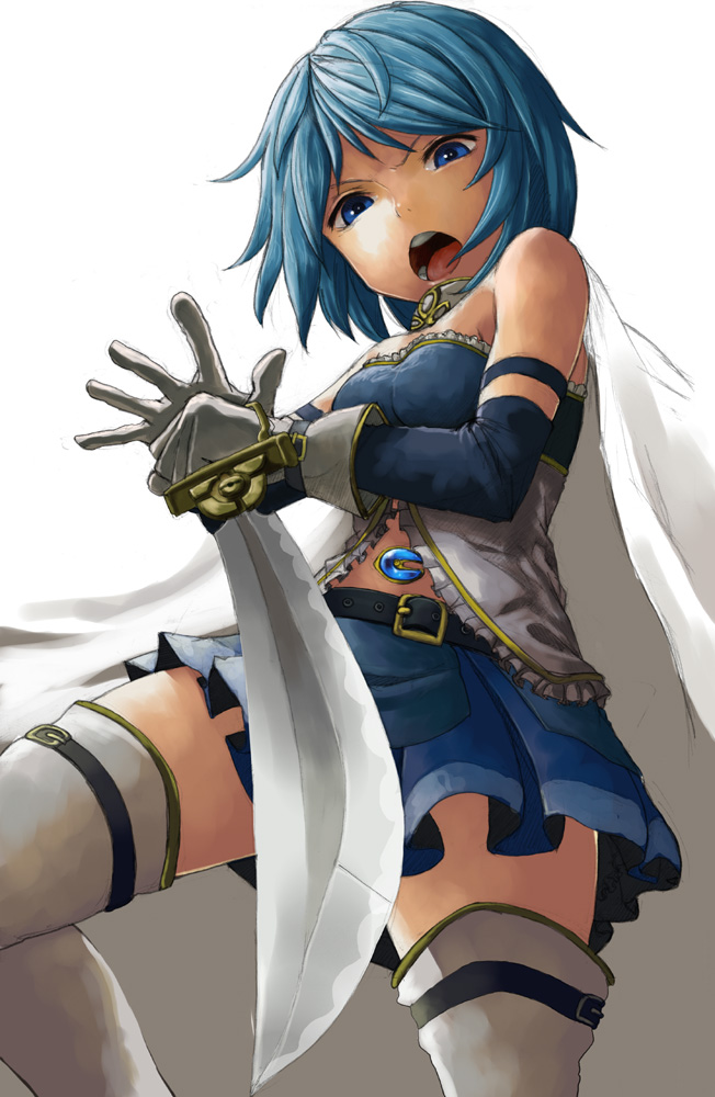 The Big ImageBoard (TBIB) - bad id bad pixiv id bare shoulders blue eyes blue hair cape face ...