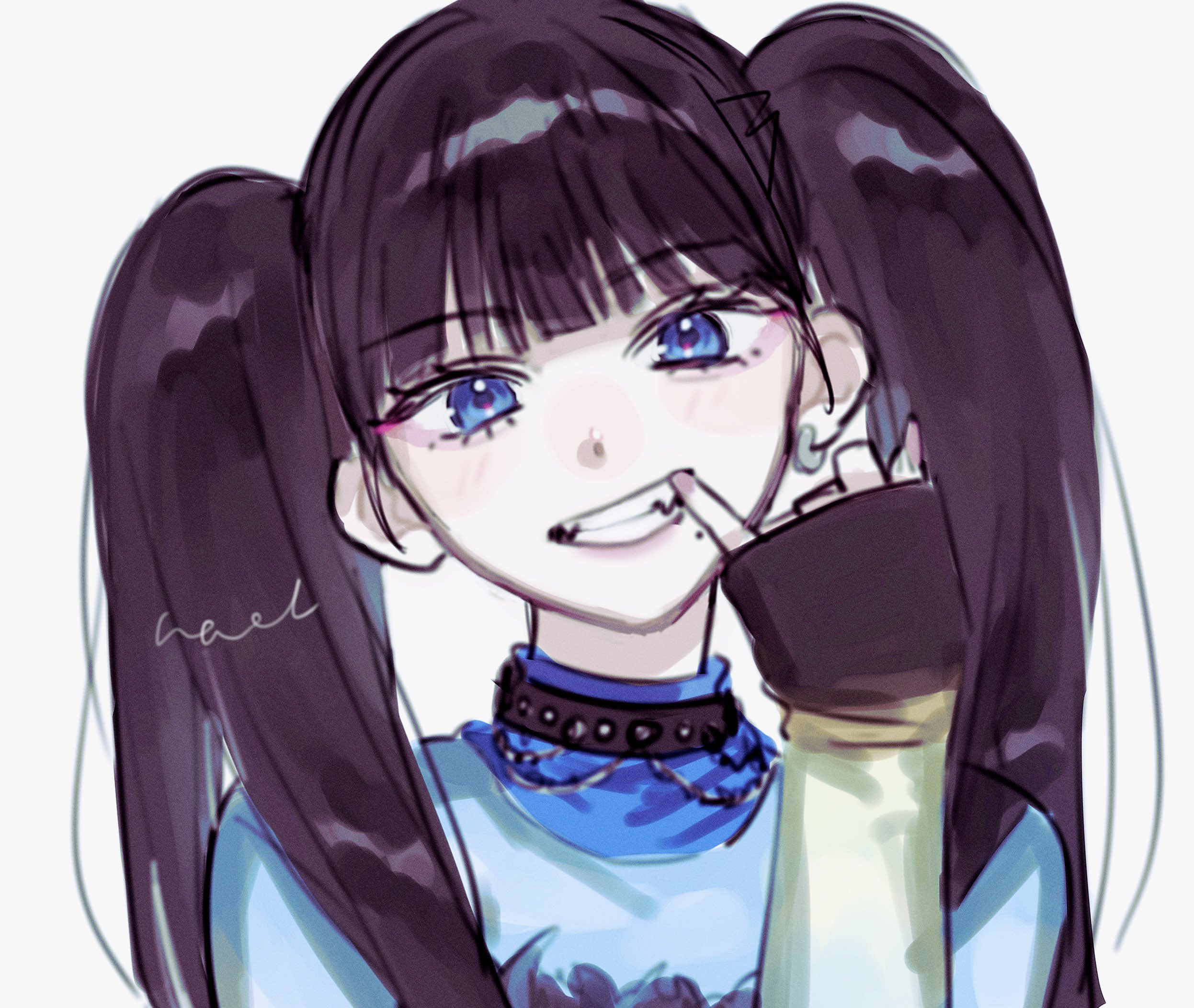 The Big ImageBoard (TBIB) - 1girl aespa black hair blue eyes blunt ...
