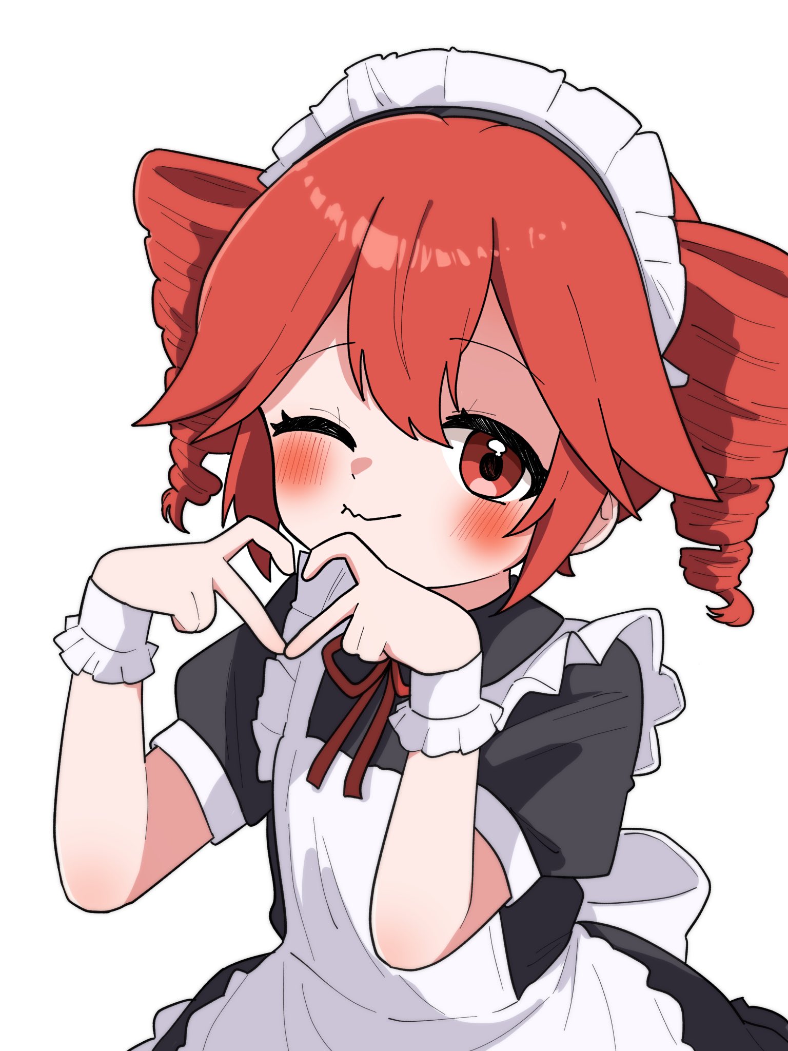 The Big ImageBoard (TBIB) - 1girl alternate costume apron black dress blush closed mouth dress ...