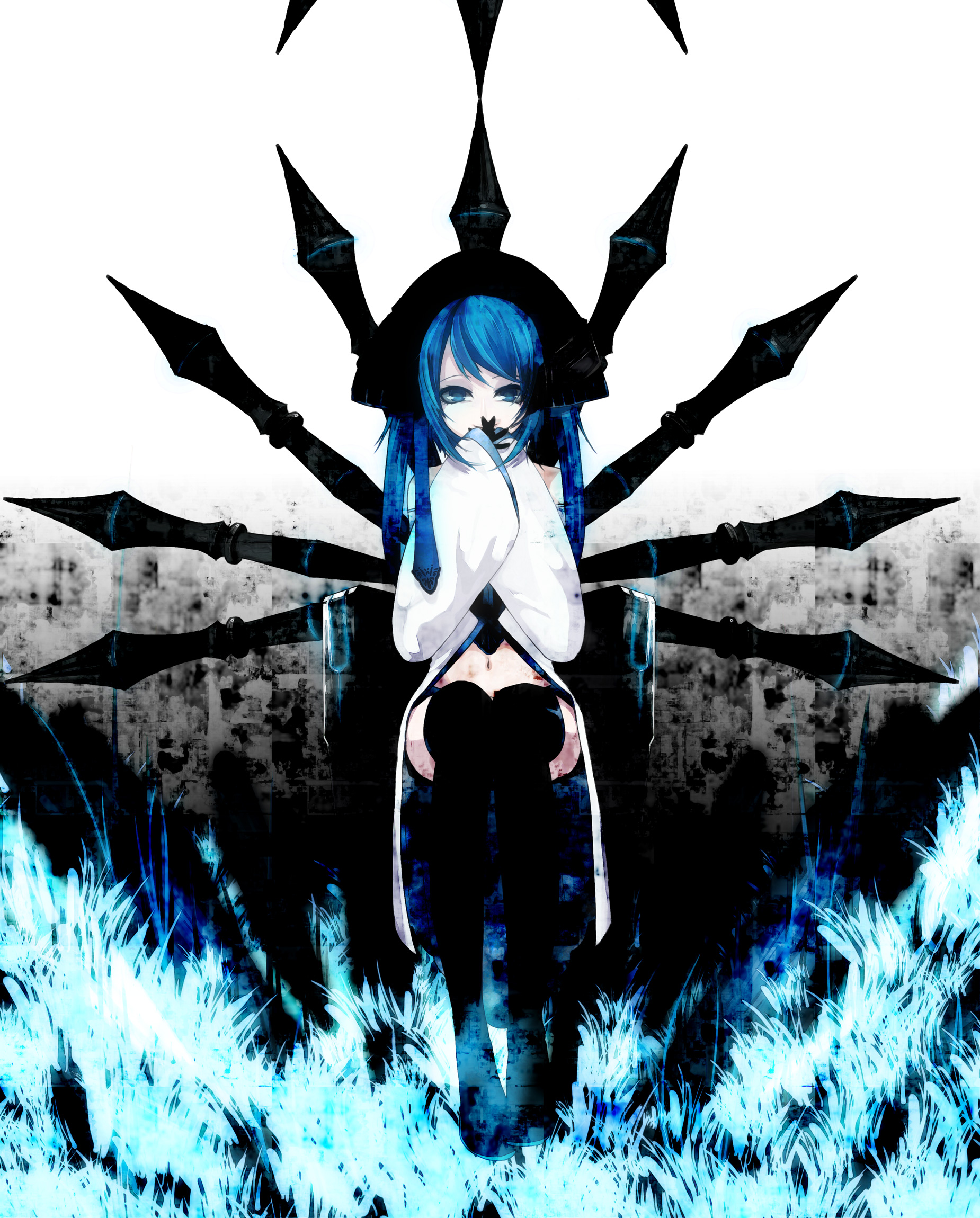 The Big ImageBoard (TBIB) - 1girl bad id bad pixiv id black thighhighs blue eyes blue hair ...