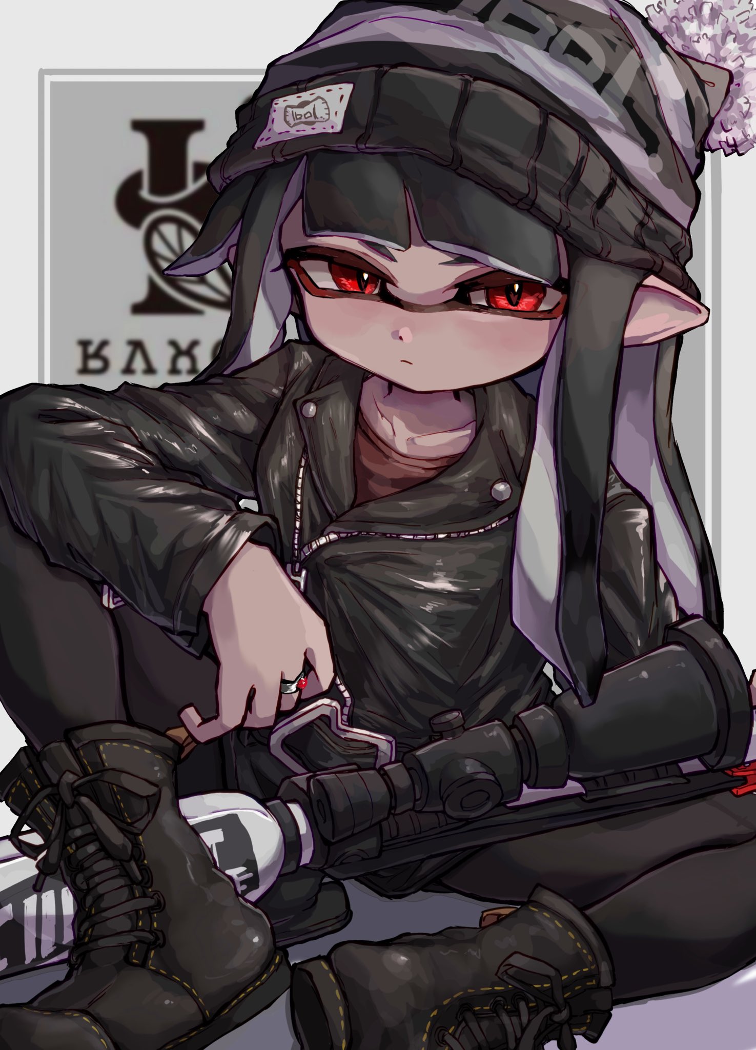 The Big ImageBoard (TBIB) - 1girl beanie black footwear black hair ...