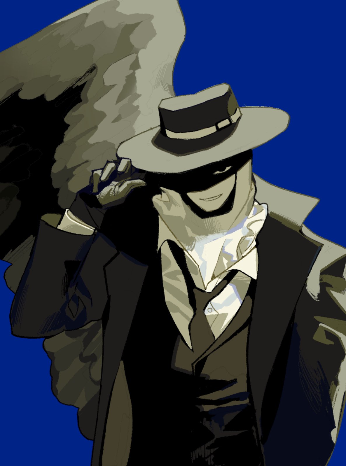 The Big ImageBoard (TBIB) - 1boy black coat black eyes black gloves black headwear black necktie ...