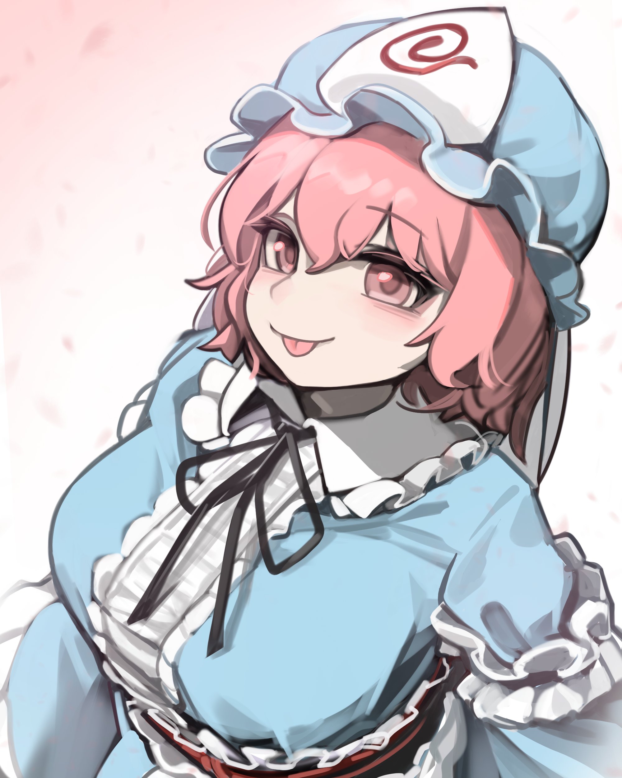 The Big ImageBoard (TBIB) - 1girl absurdres black ribbon blue hat blue kimono blush frilled ...