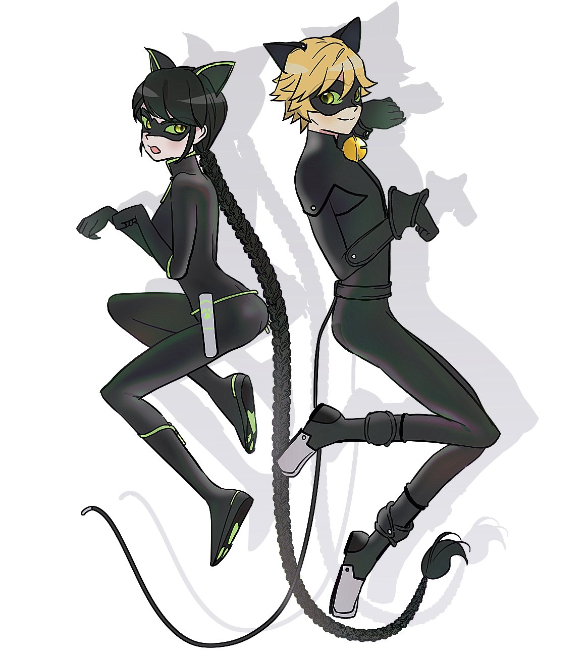 The Big ImageBoard (TBIB) - 1boy 1girl adrien agreste animal ears black bodysuit black cat black ...