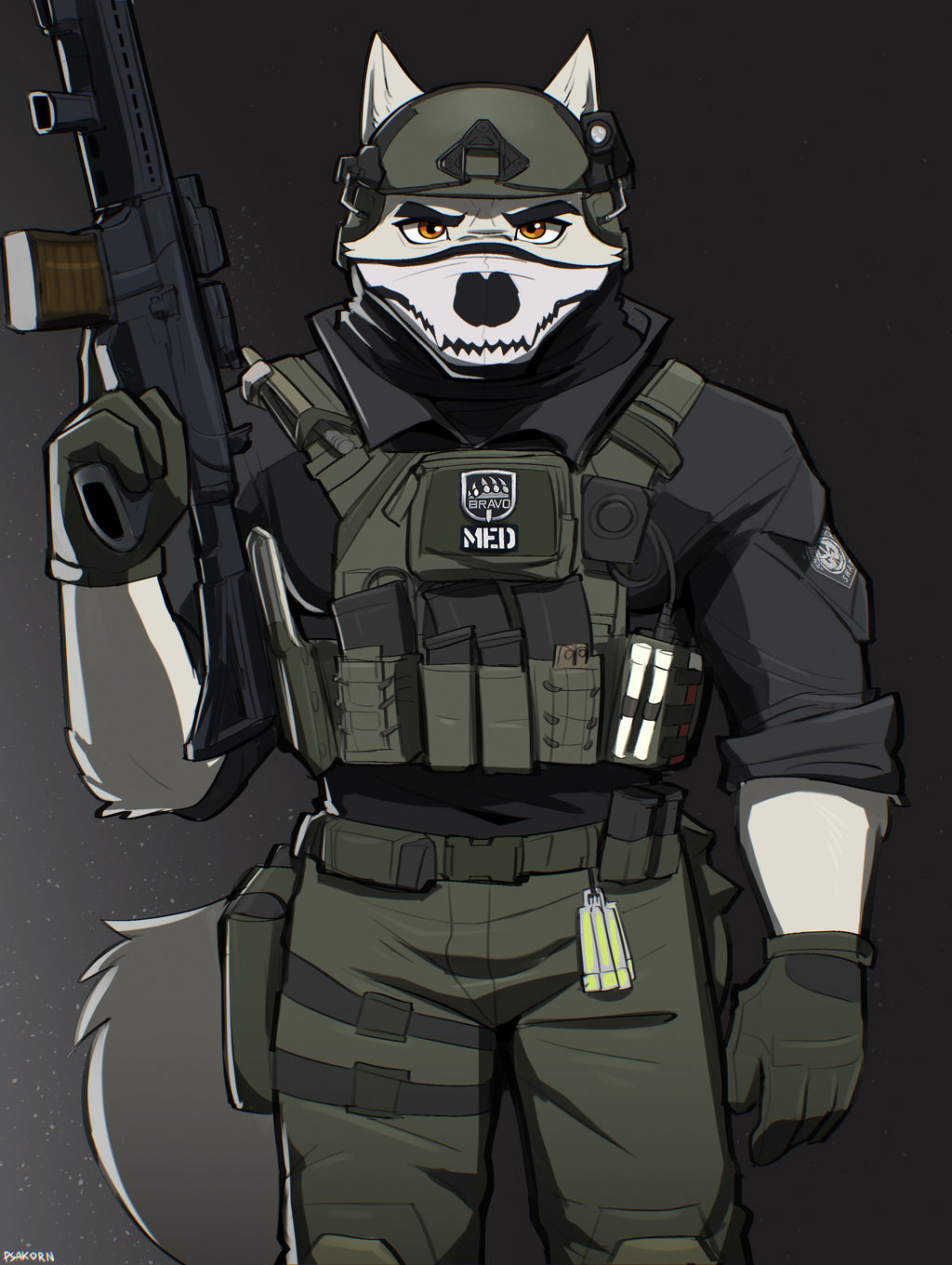 The Big ImageBoard (TBIB) - 2024 anthro armor assault rifle balaclava bulletproof vest canid ...