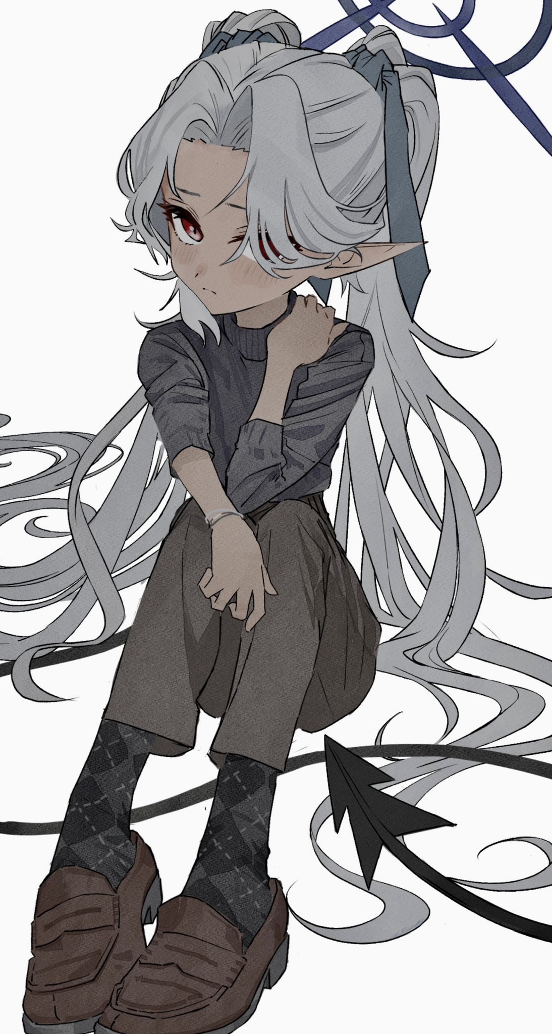 The Big ImageBoard (TBIB) - 1girl alternate costume argyle clothes blue ...