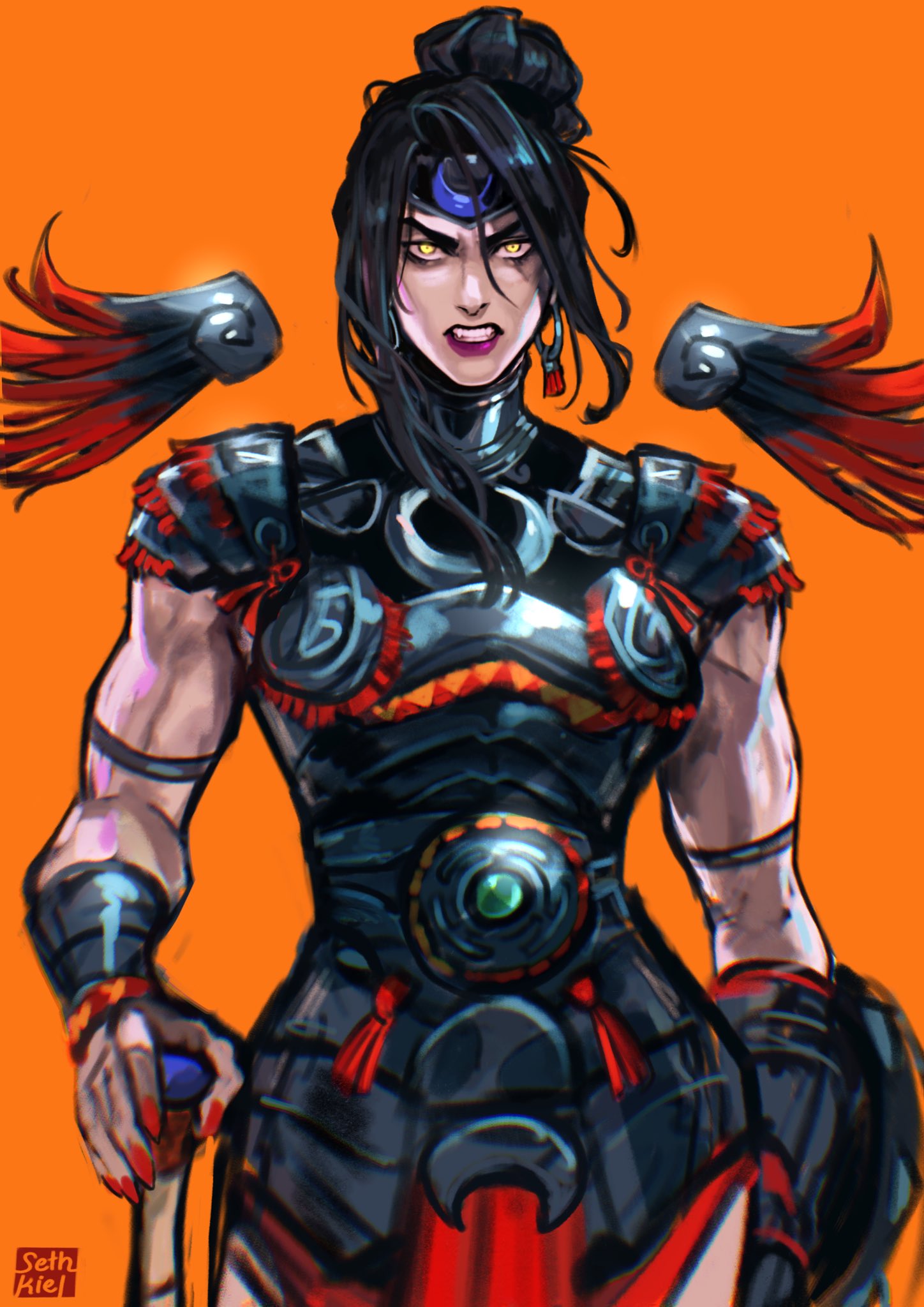 The Big ImageBoard (TBIB) - 1girl armor artist name black hair ...