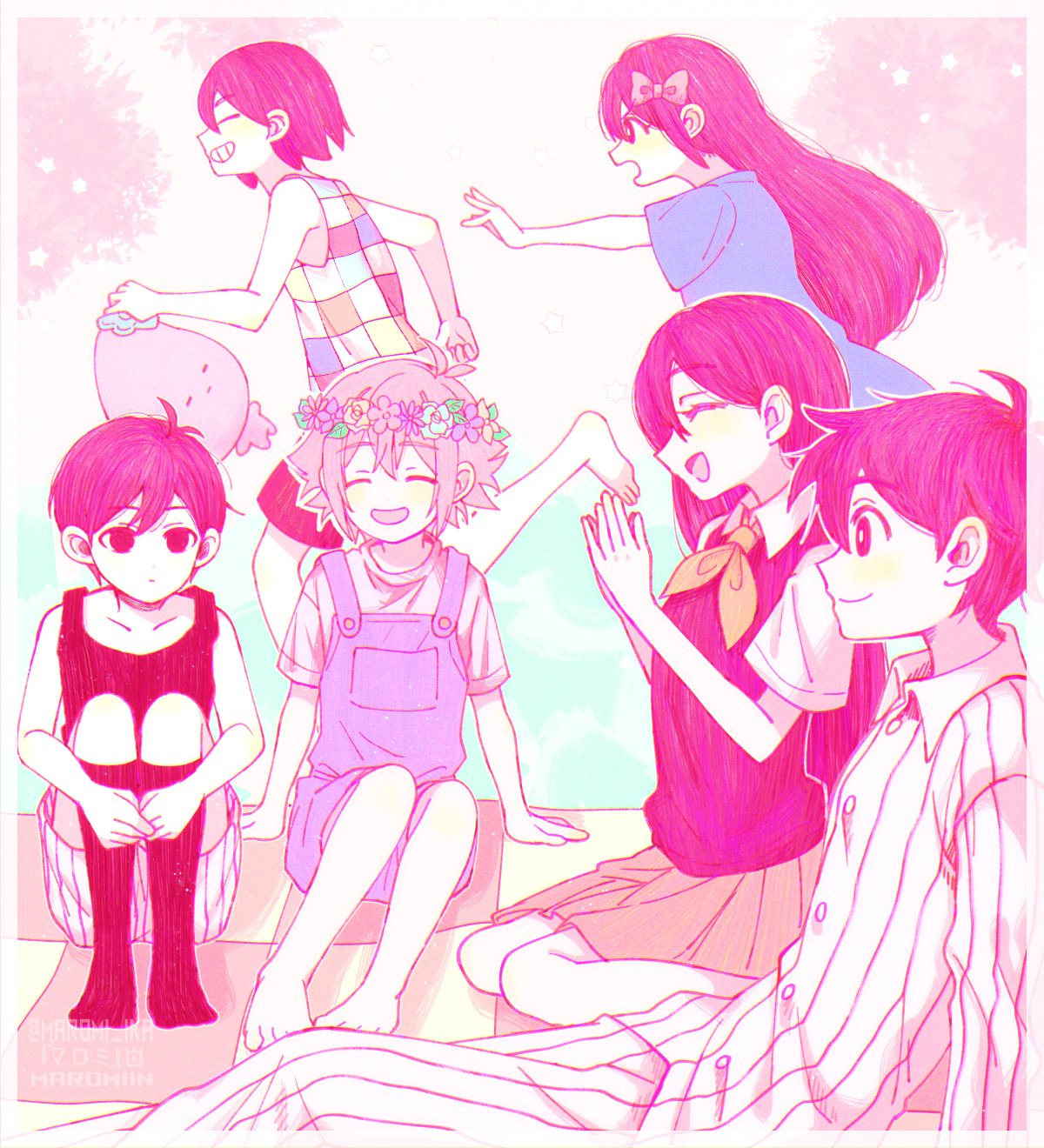 The Big ImageBoard (TBIB) - 2girls 4boys aubrey (headspace) (omori) aubrey (omori) barefoot ...