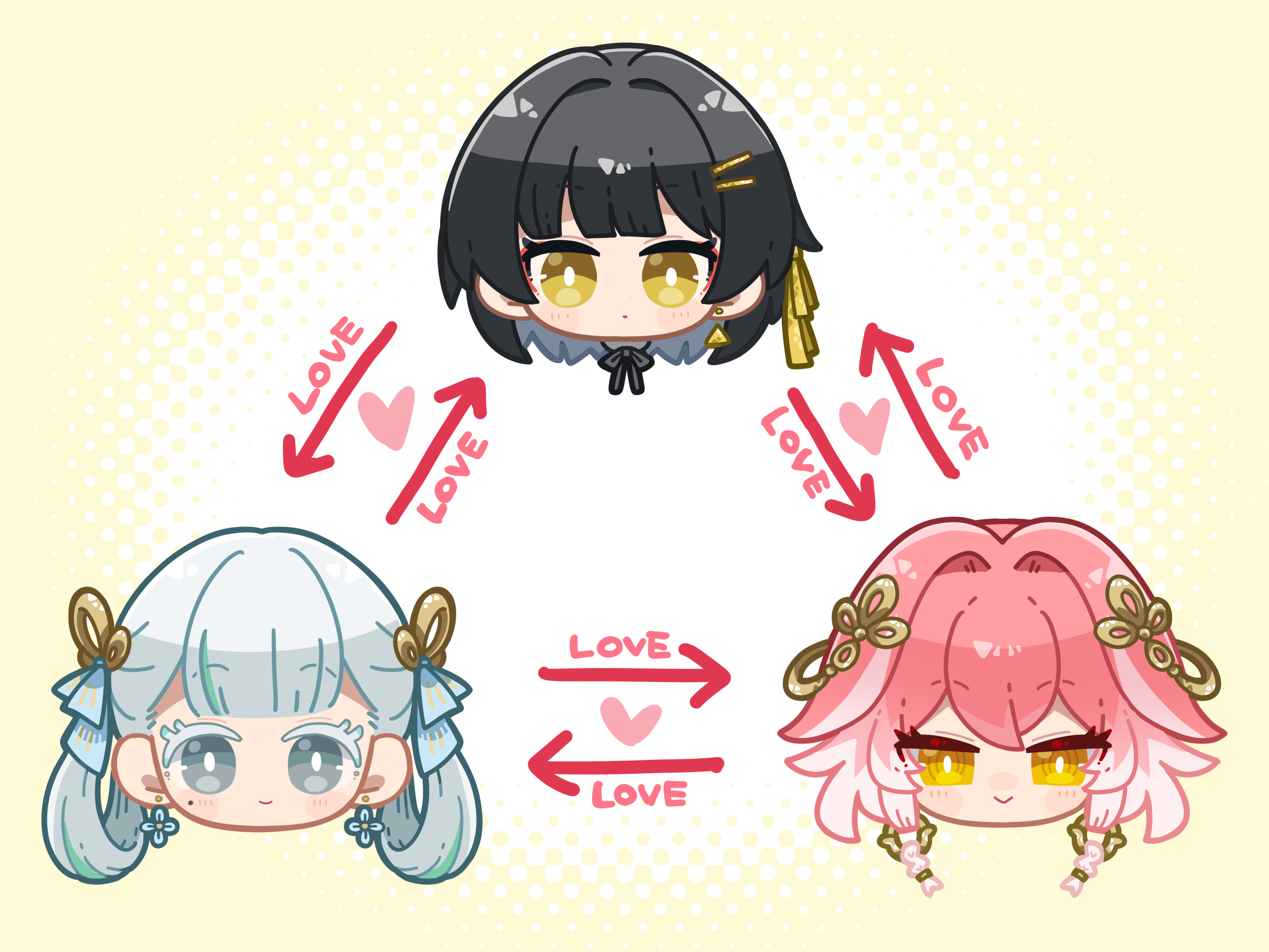 The Big ImageBoard (TBIB) - 3girls black hair bow braid bright pupils ...