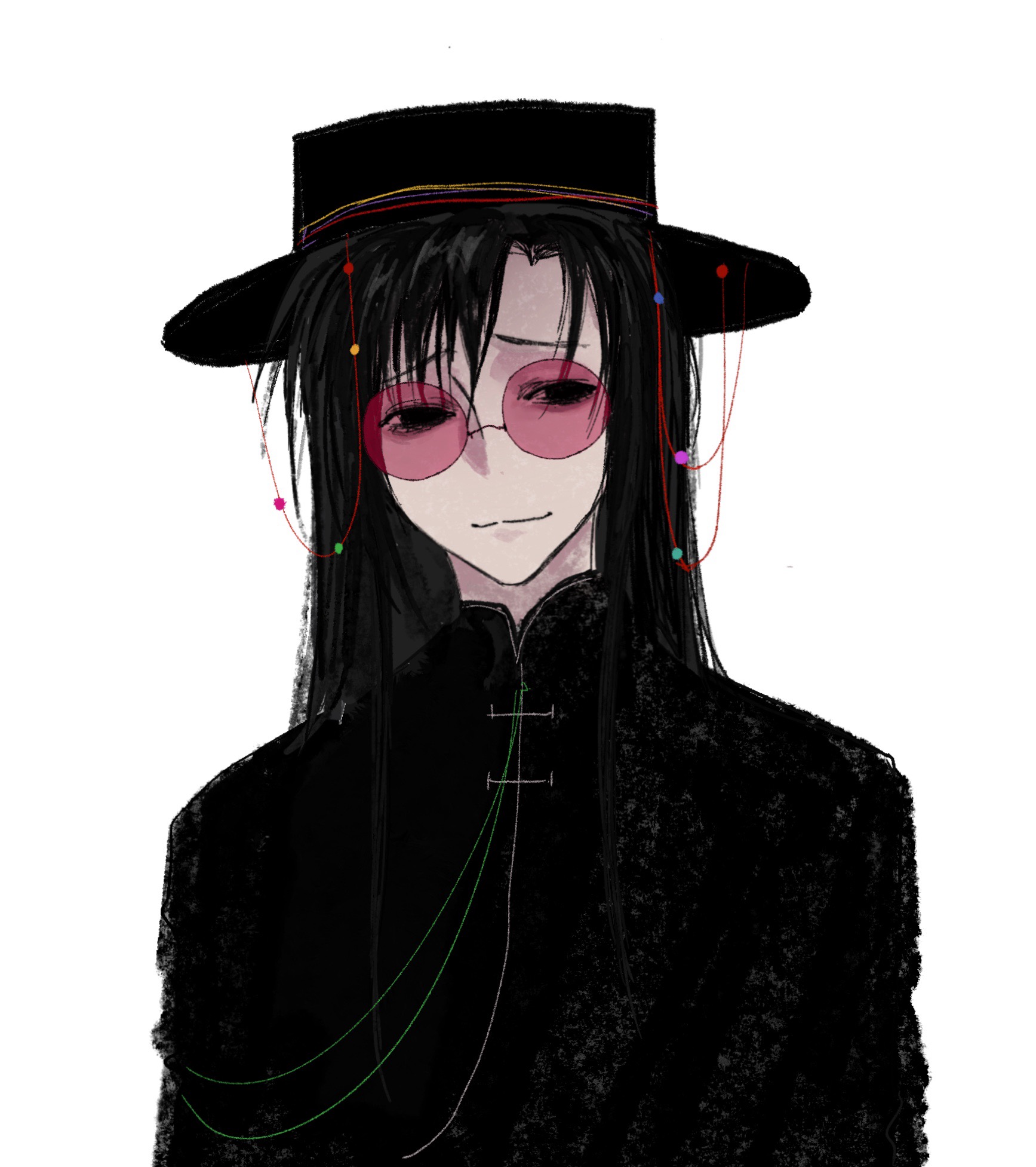 The Big ImageBoard (TBIB) - 1boy beads black eyes black hair black hat chinese commentary closed ...