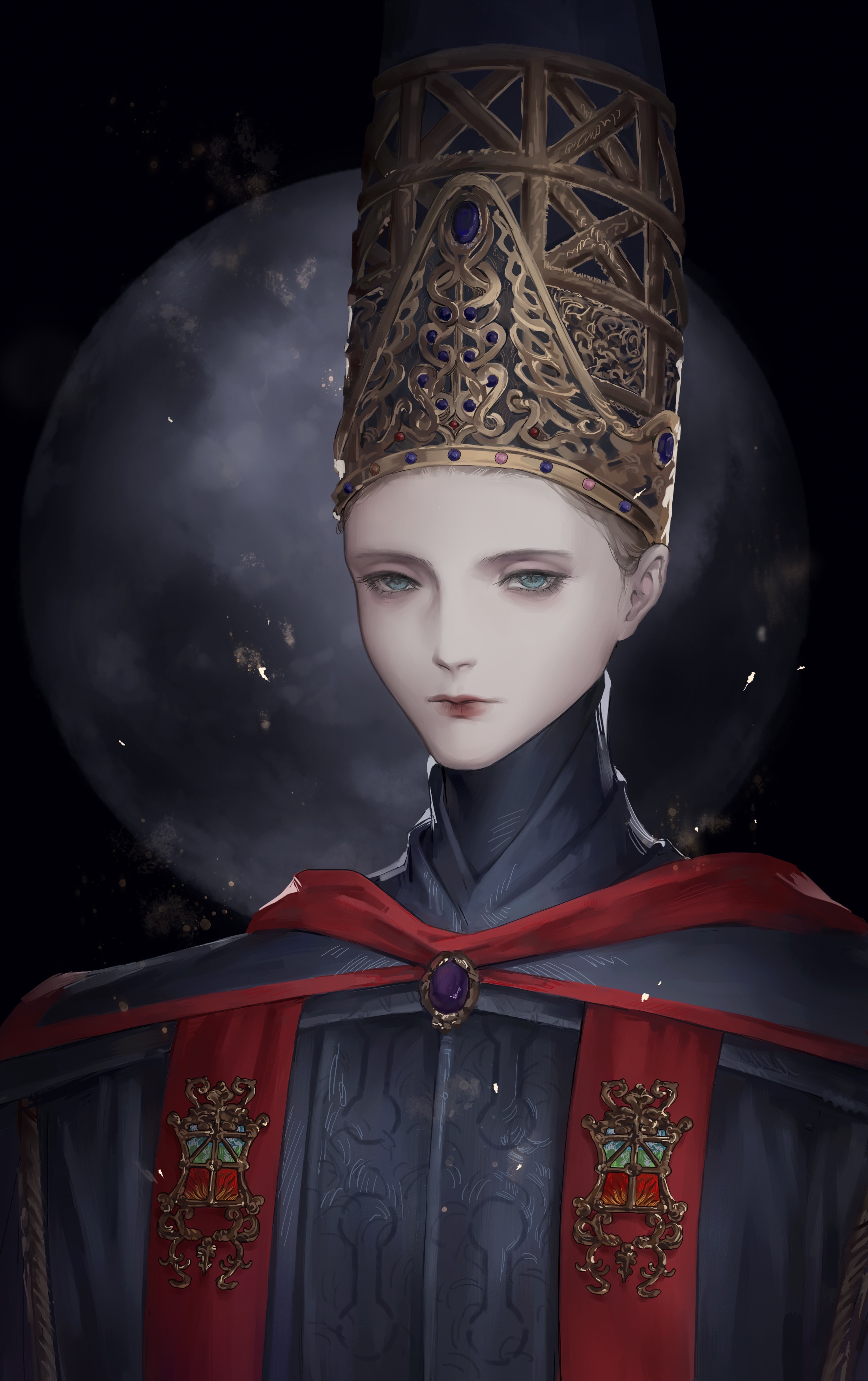 The Big ImageBoard (TBIB) - 1girl absurdres alicescorpio yeji aqua eyes black background black ...