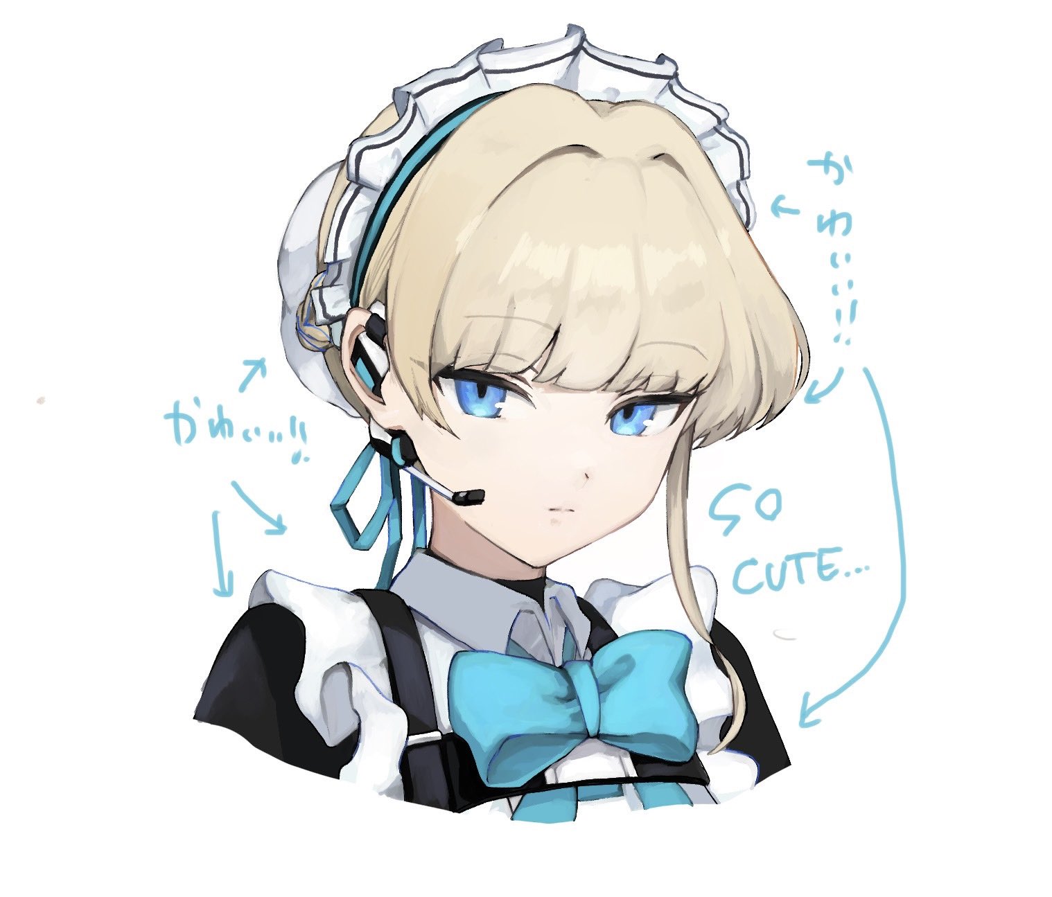 The Big ImageBoard (TBIB) - 1girl apron aqua bow aqua bowtie blonde hair blue archive blue eyes ...