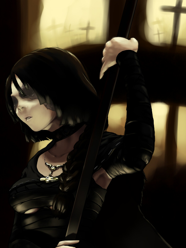 The Big Imageboard Tbib 1girl Black Hair Cape Choker Demons Souls