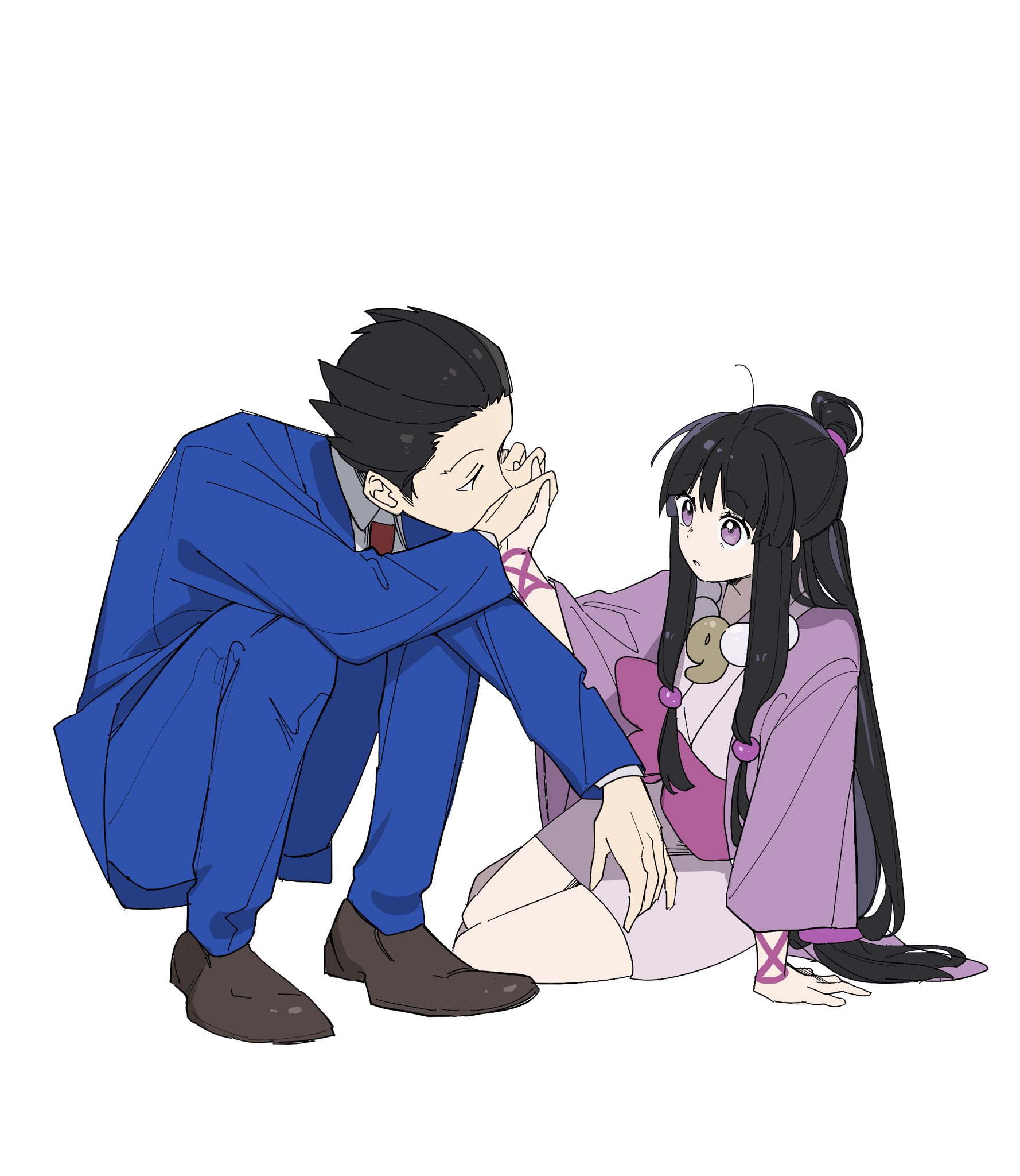 The Big ImageBoard (TBIB) - ace attorney bead necklace beads black hair blue jacket blue pants ...