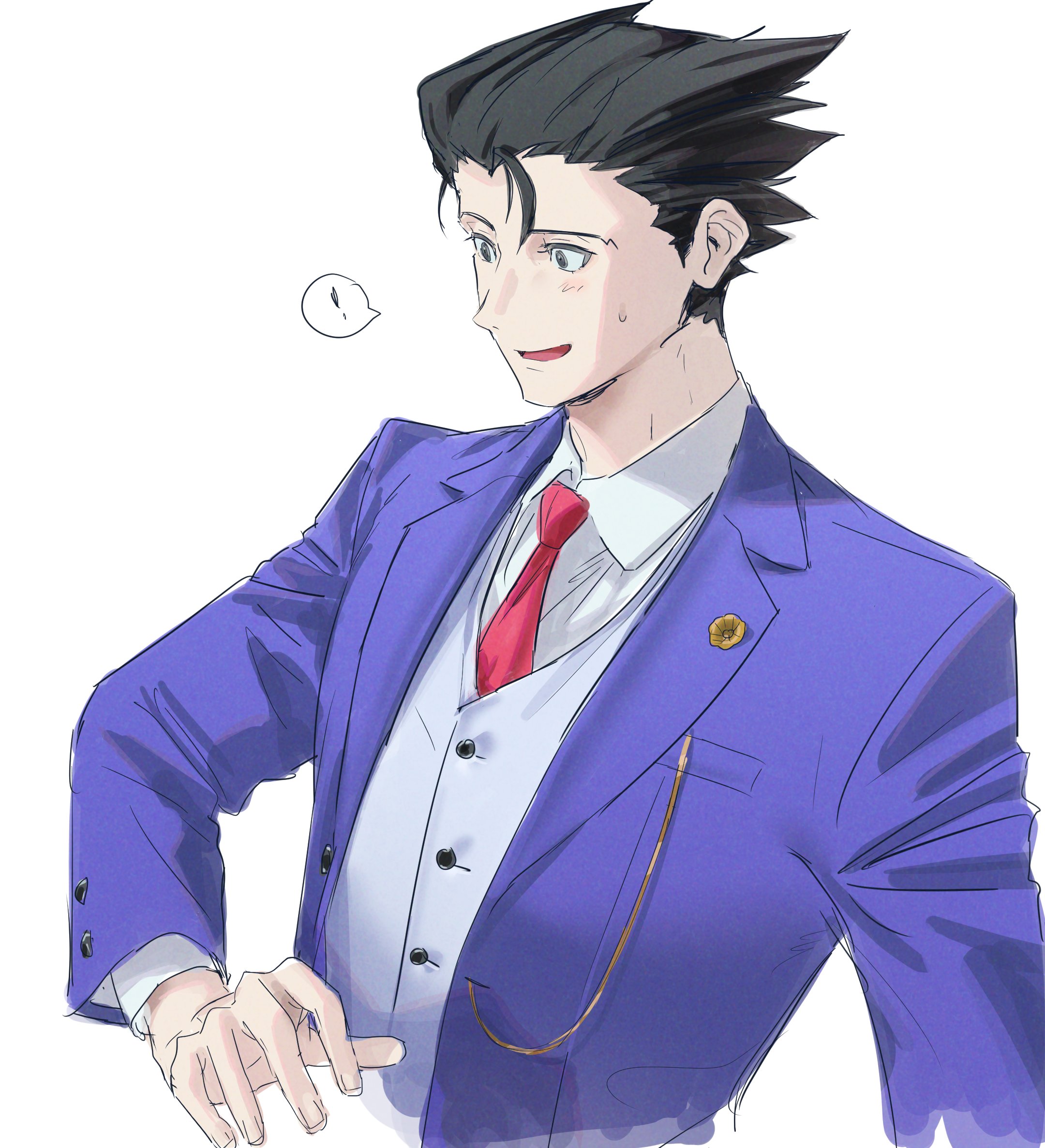 The Big ImageBoard (TBIB) - ! 1boy ace attorney black hair blue jacket blue vest collared shirt ...