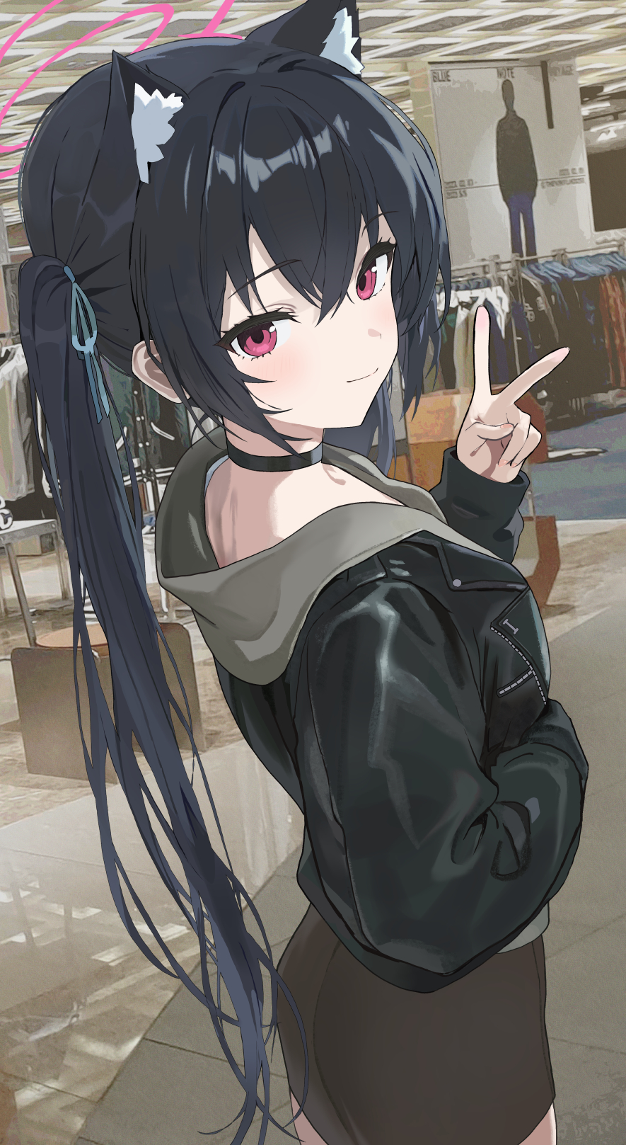 The Big ImageBoard (TBIB) - 1girl animal ear fluff animal ears black choker black hair black ...