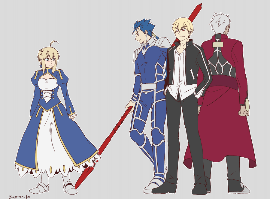 The Big ImageBoard (TBIB) - 1girl 3boys ahoge archer (fate) armor ...
