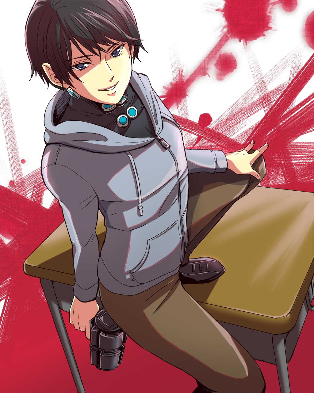 The Big ImageBoard (TBIB) - black hair desk gantz gantz suit highres ...