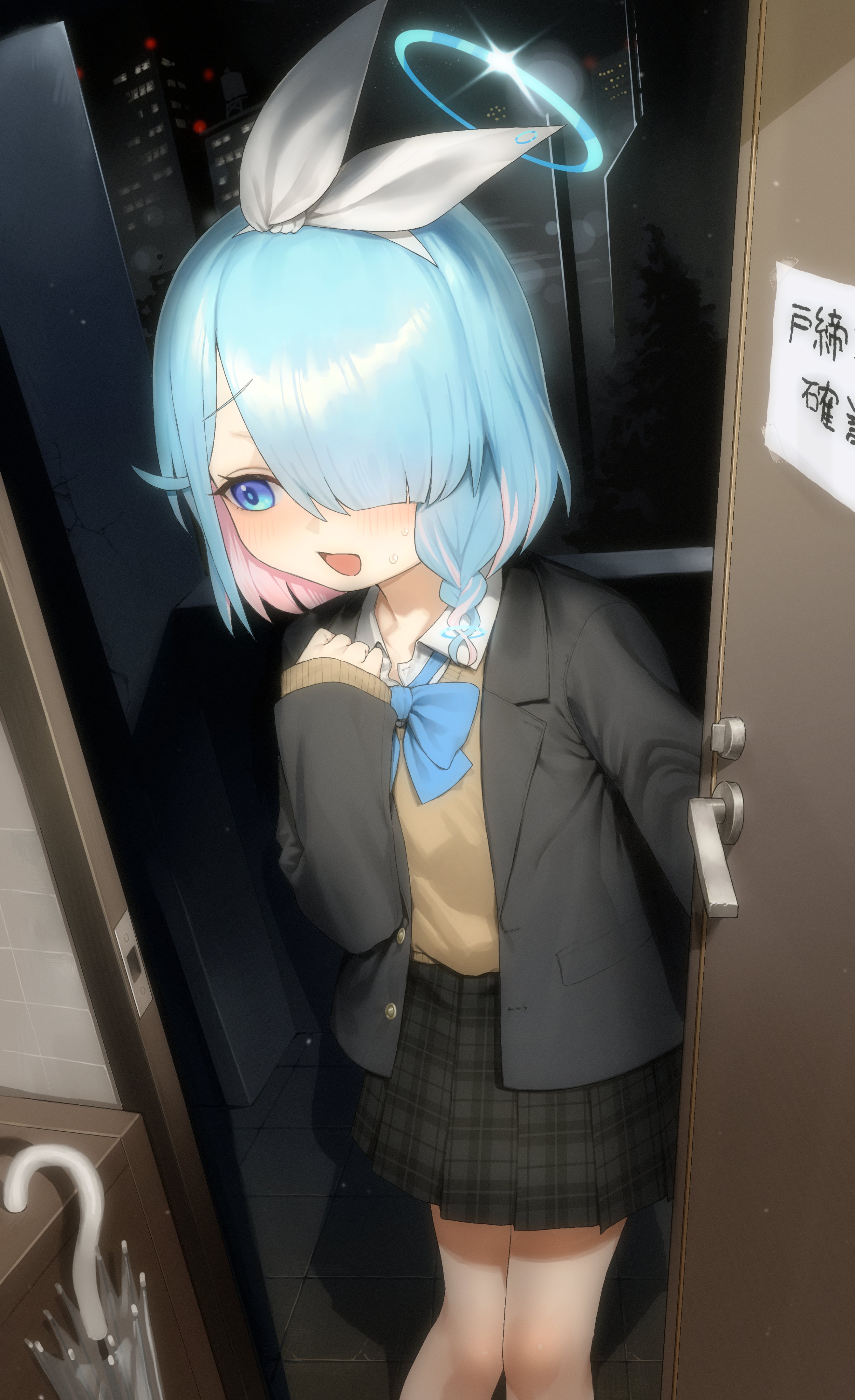 The Big ImageBoard (TBIB) - 1girl absurdres arona (blue archive) black jacket blue archive blue ...